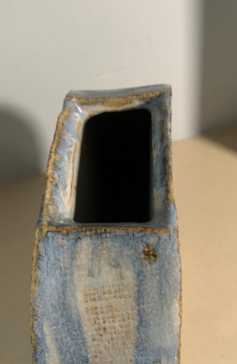 Studio Pottery Slab Built Vase With Abstract Drip Glaze Design - Etsy UK