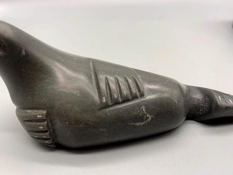 Inuit Stone Carving of Walrus Vintage Inuit Soapstone Walrus Sculpture ...