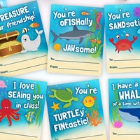 Under the Sea Theme Printable Valentine Cards Instant Download | Ocean ...