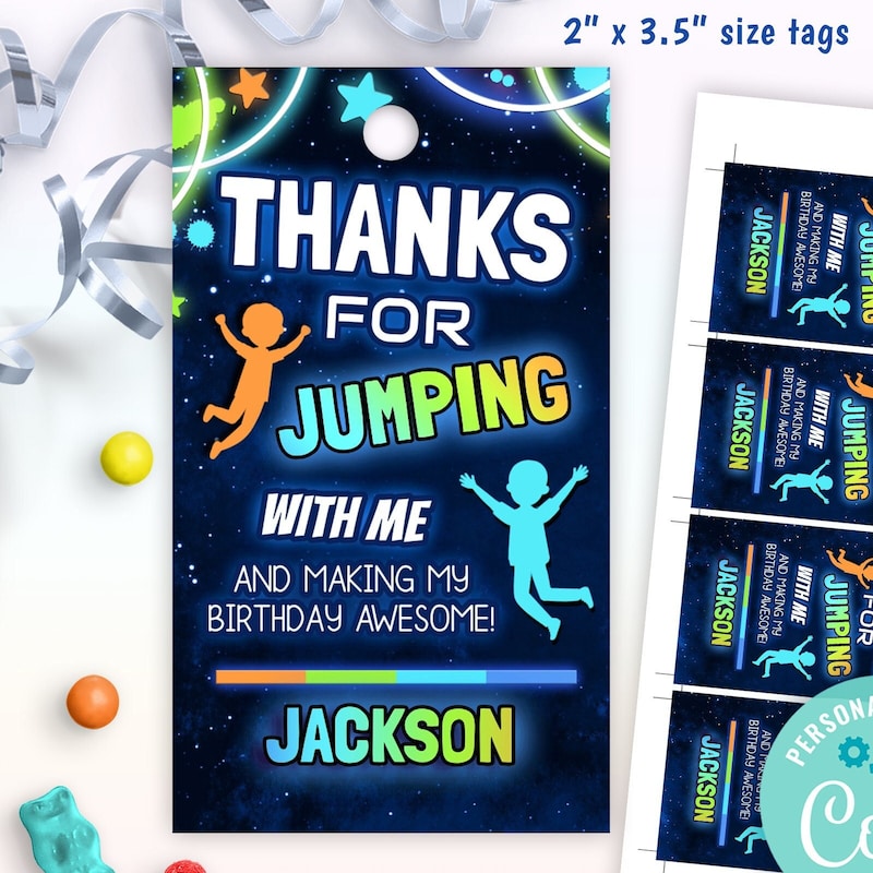Trampoline Park Party Tag - Etsy