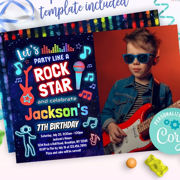 Rock Star Invitation - Etsy