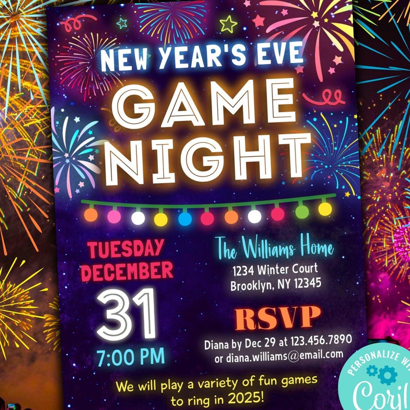 Game Night Invite Nye - Etsy UK