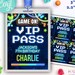 Boys Arcade Party VIP Badge Template for Lanyards | Game on Arcade ...