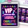Girls Arcade Party VIP Pass Printable Template for Lanyards Game on ...