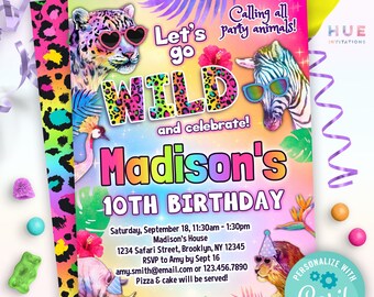 Party Animals Invitation Printable Rainbow Zoo Animal Birthday Party ...