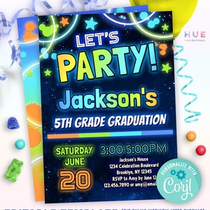 Boys 5th Grade Graduation Invitation Editable Template | End of the ...