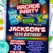 Retro Arcade Party Birthday Invitation Editable Template | Pixel Game ...
