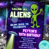 Aliens for Beau Theme Birthday Party Invitation Template, Stranger ...