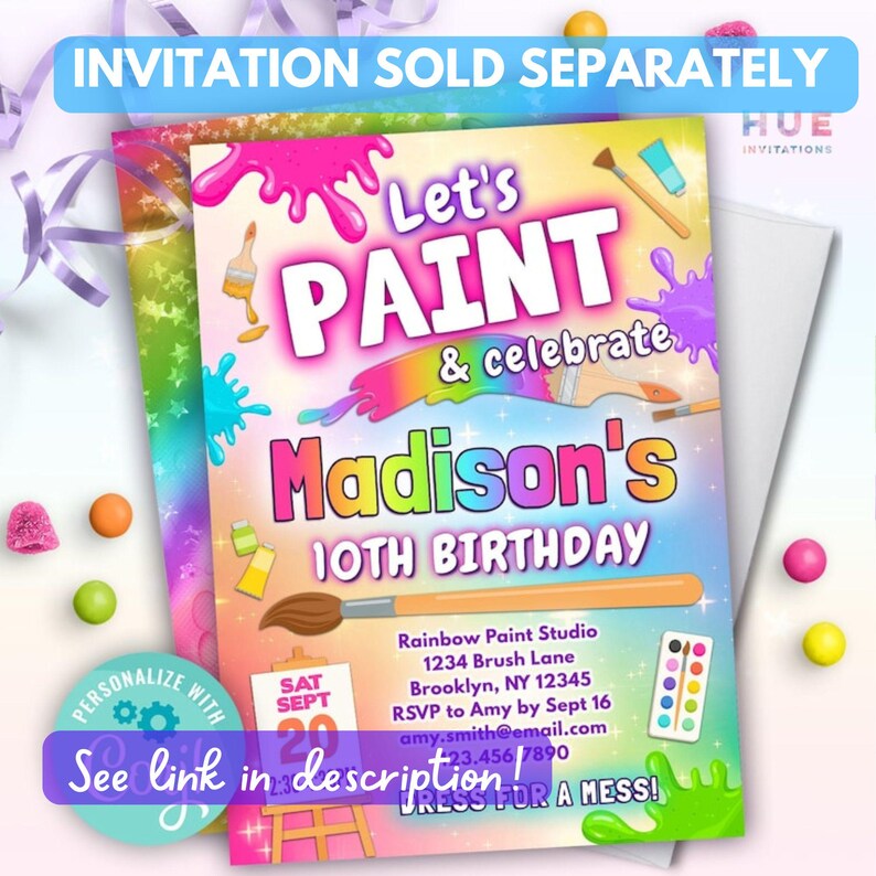 Rainbow Paint Party Thank You Cards Editable Templates | Paint ...
