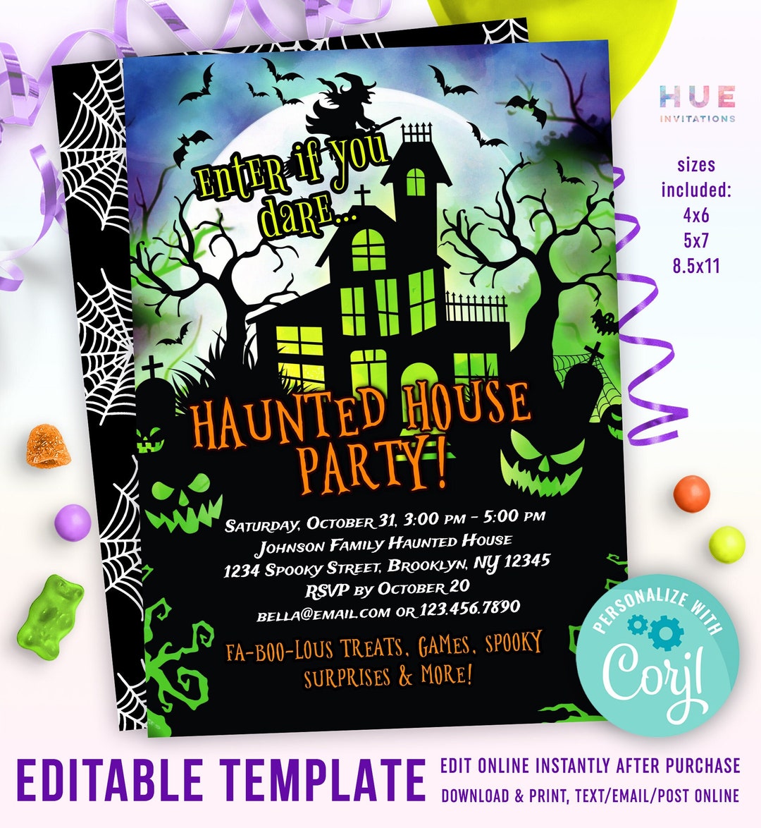 Haunted House Halloween Party Invitation Enter If You Dare - Etsy Canada