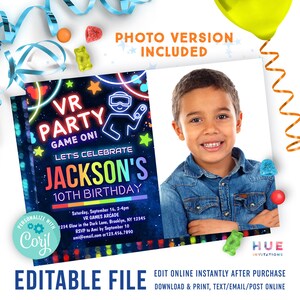 Virtual Reality Birthday Party Invitation Instant Download Game on ...