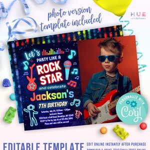 Party Like a Rock Star Invitation for Boys and Girls | Rainbow Rock ...