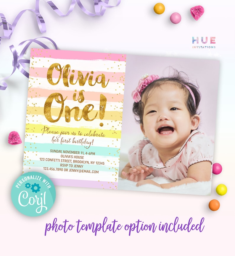 It's Fun to Be ONE Girls 1st Birthday Invitation Instant - Etsy