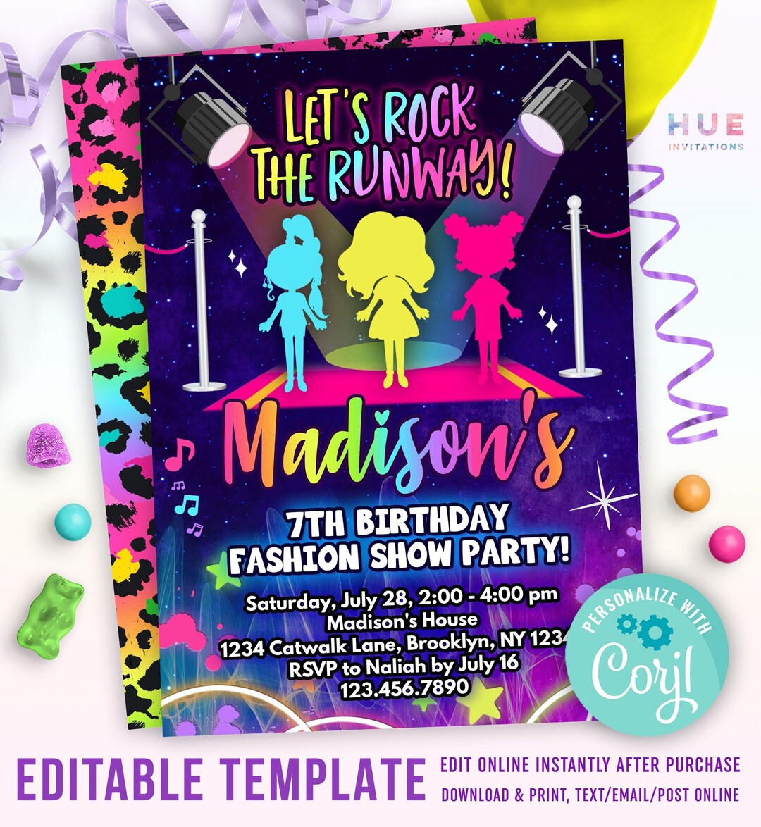 Rock the Runway Fashion Show Birthday Invitation | Dress-up Party ...