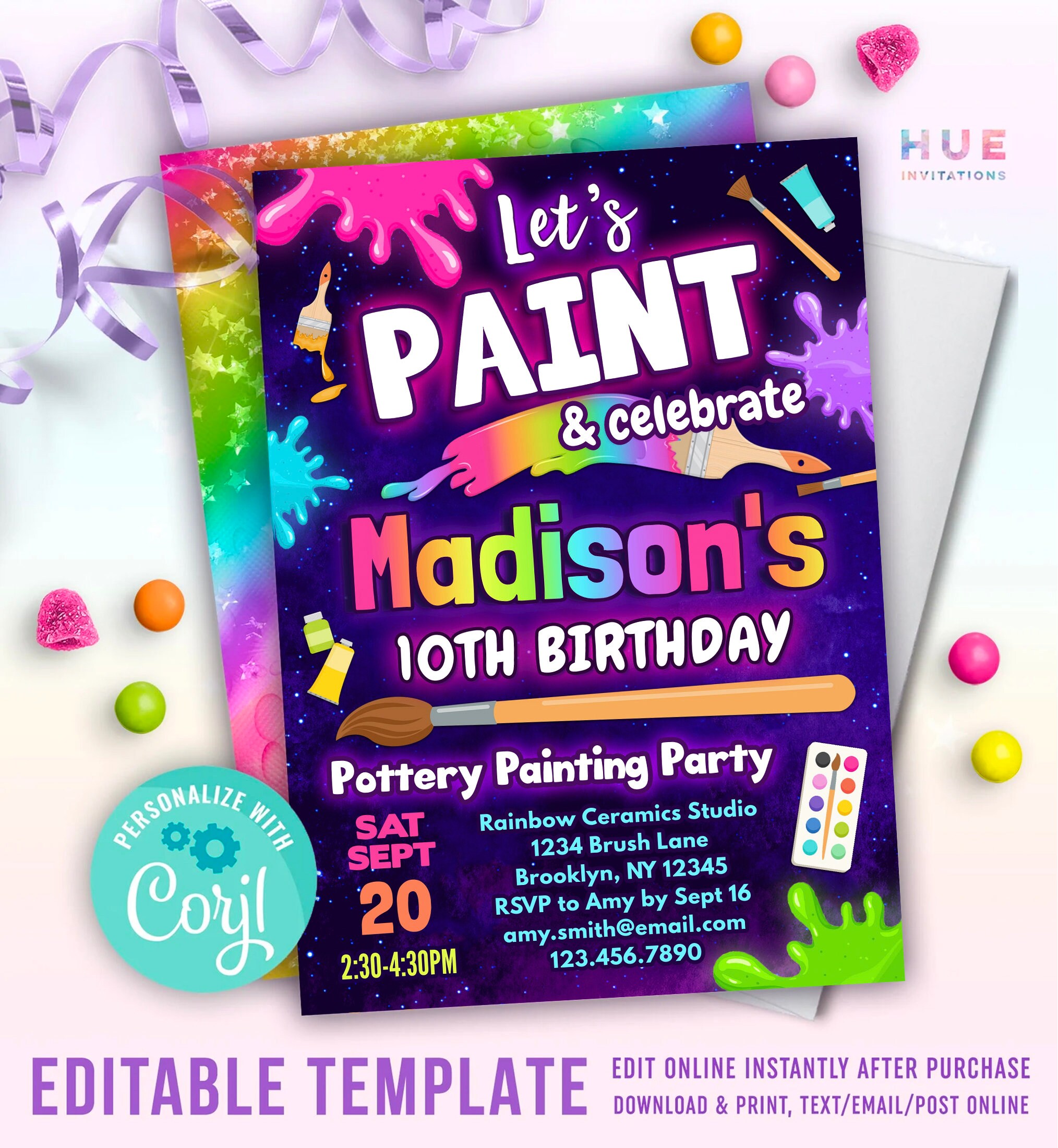 Pottery Painting Party Invitations