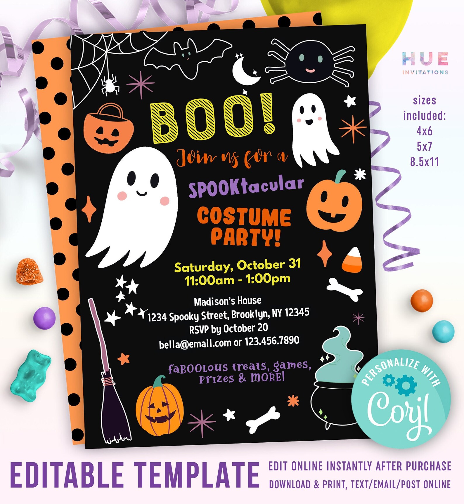 Cute Halloween Costume Party Invitation | Kids Halloween Party ...