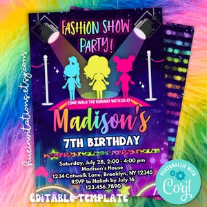 Fashion Show Birthday Invitation Editable Template | Dress-up Party ...