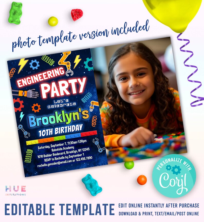 Engineering Party Birthday Invitation for Boys and Girls - Etsy