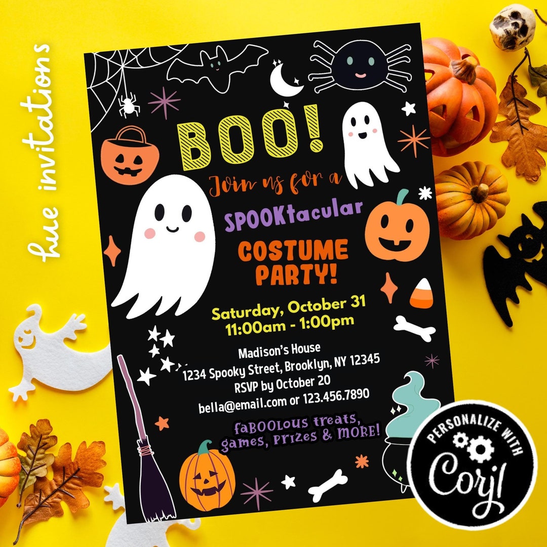 Cute Halloween Costume Party Invitation | Kids Halloween Party ...