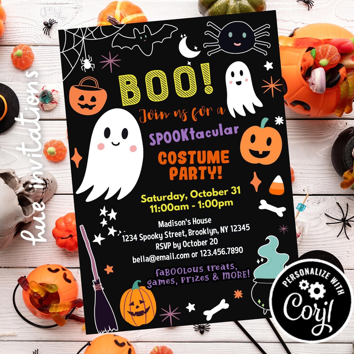 Cute Halloween Costume Party Invitation | Kids Halloween Party ...