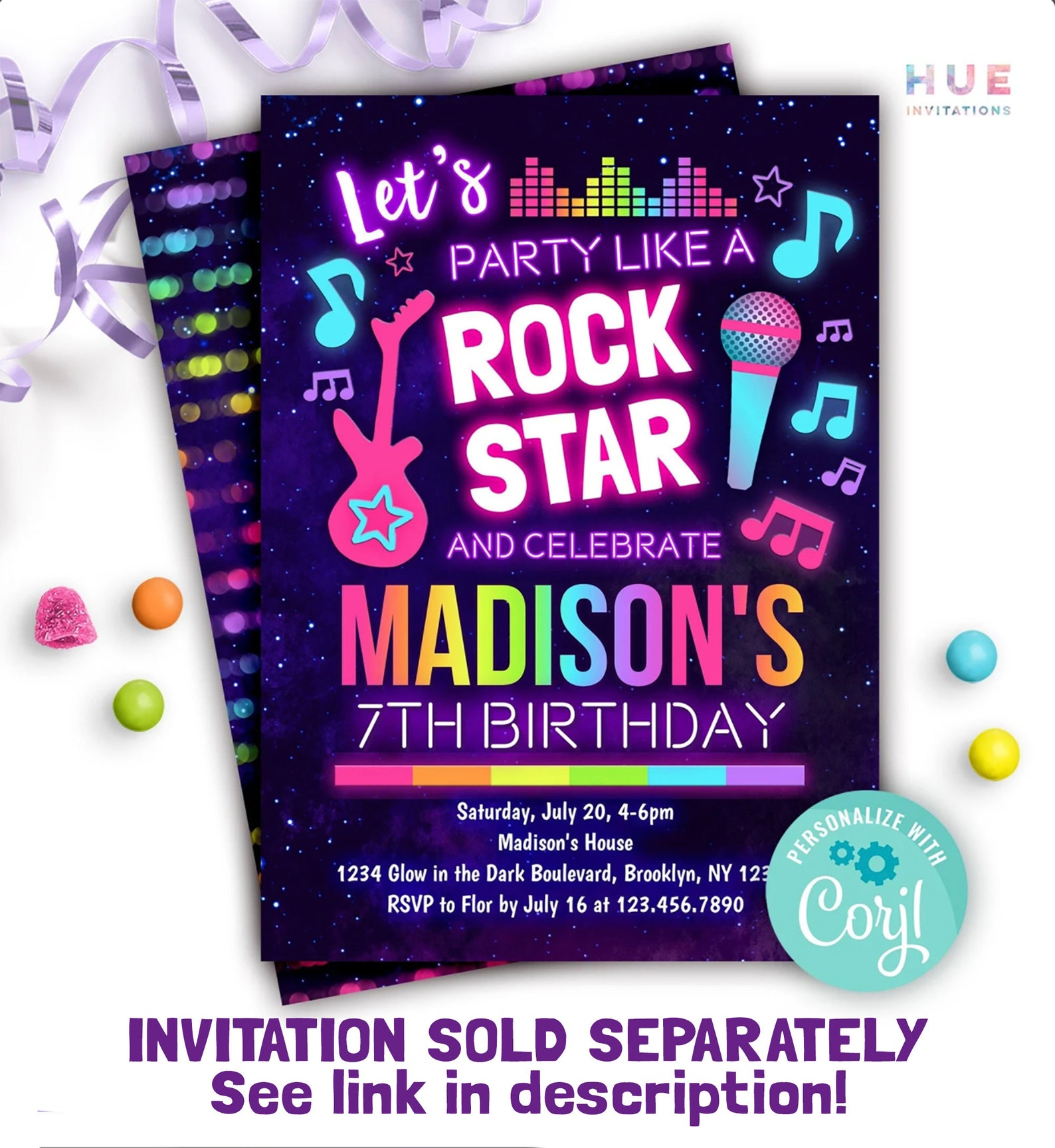 Printable Rock Star Birthday Favor Box Labels Instant Download - Etsy