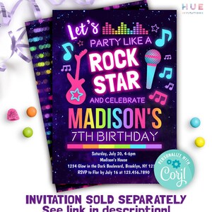 Printable Rock Star Birthday Favor Box Labels Editable on Corjl ...