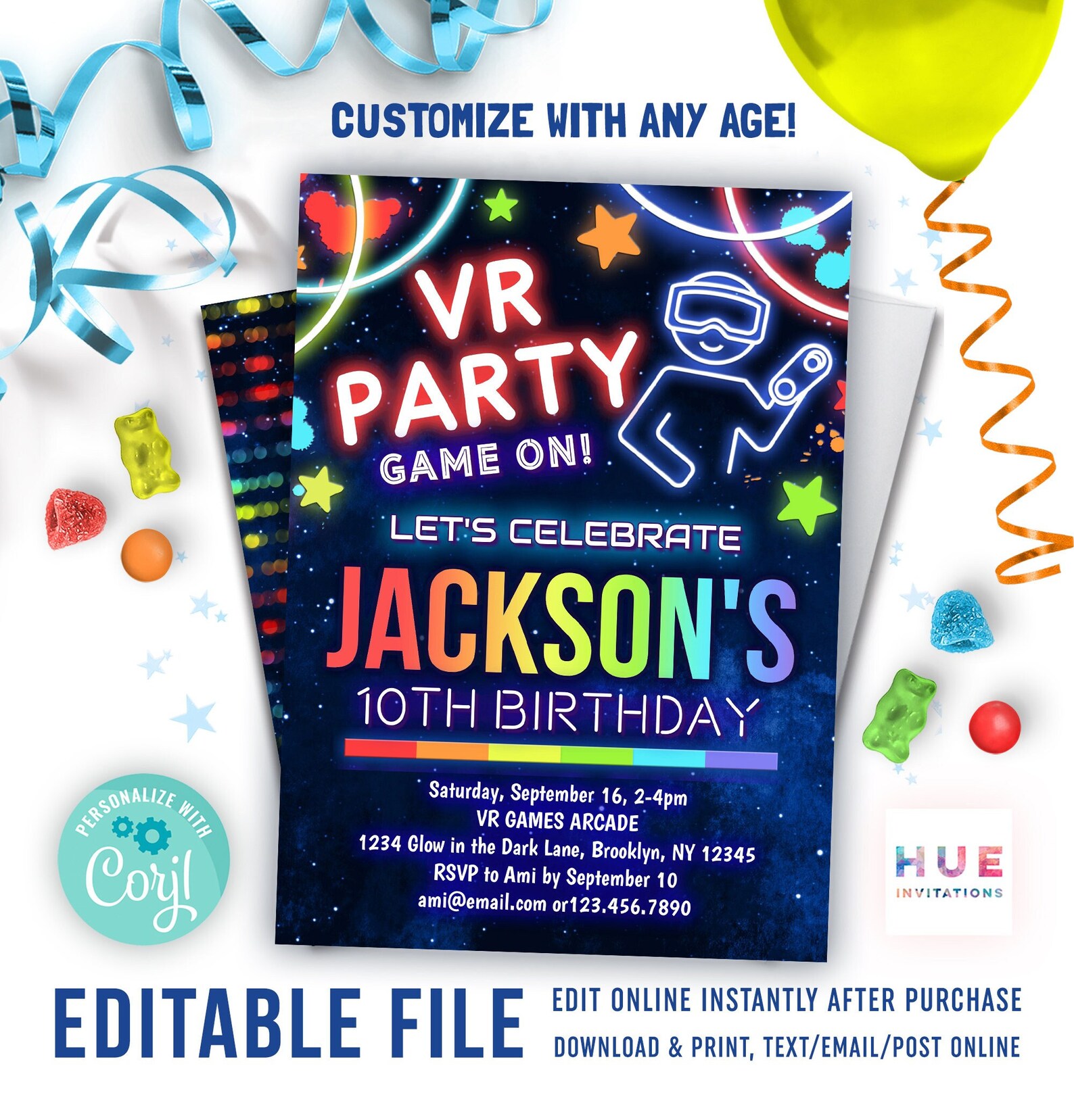 Virtual Reality Birthday Party Invitation Instant Download - Etsy