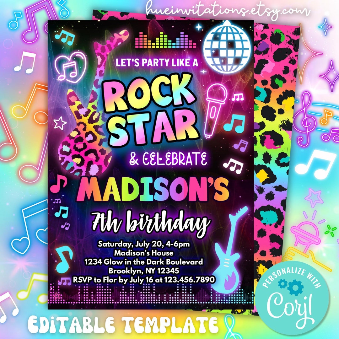 Party Like a Rock Star Birthday Party Invitation | Leopard Rock and ...