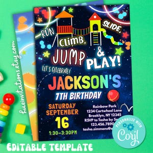 Playground Birthday Invitation for Boys and Girls | Rainbow Park Party ...