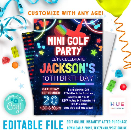Monster Mini Golf Birthday Party Invitation Editable - Etsy