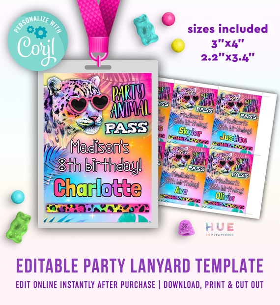 Animal Print Birthday Vip Passes Gold VIP Pass Party Invitation, VIP