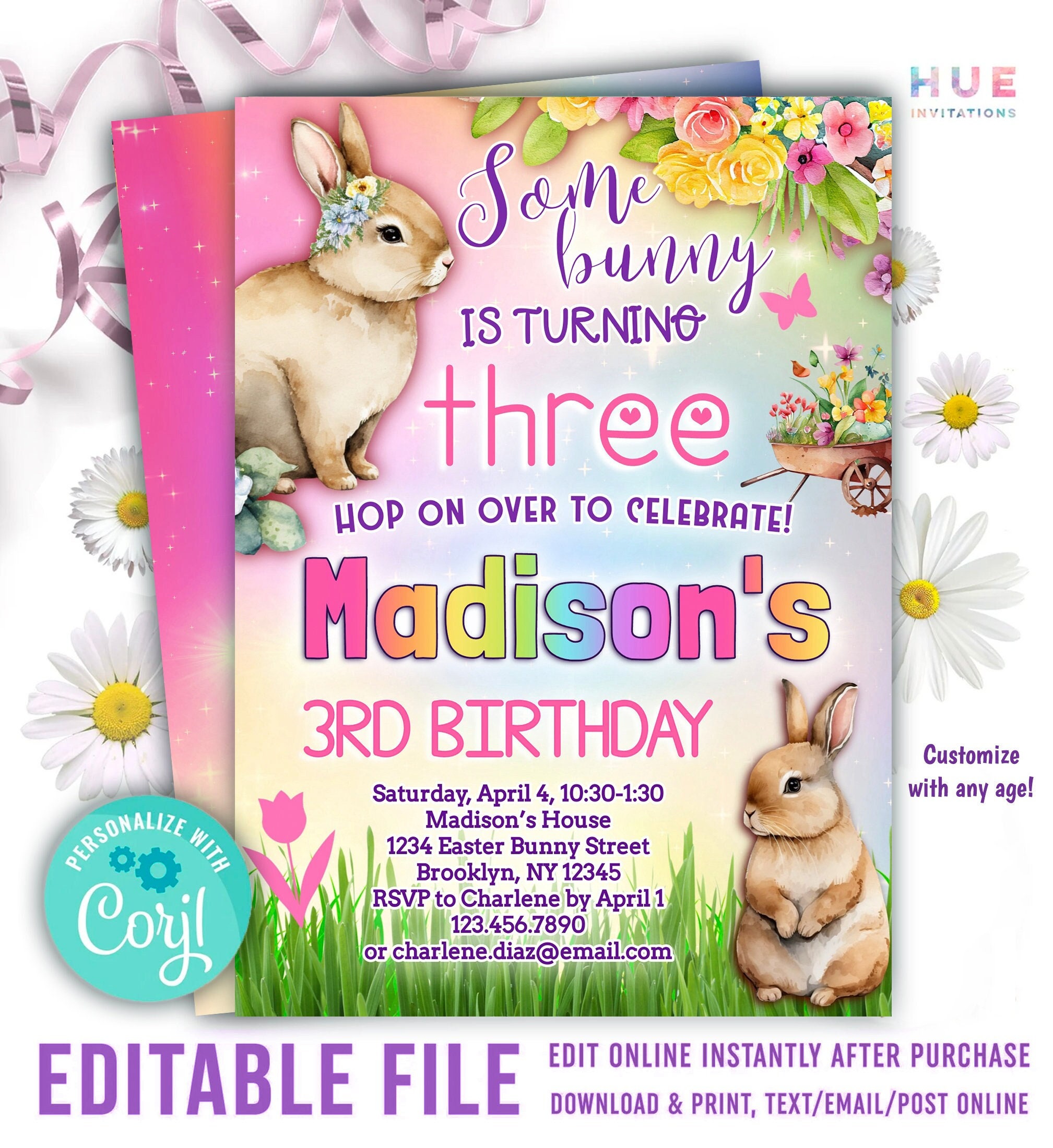 Bunny Birthday Invitations
