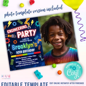 Engineering Party Birthday Invitation for Boys and Girls | Building ...