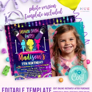 Fashion Show Birthday Invitation Editable Template | Dress-up Party ...