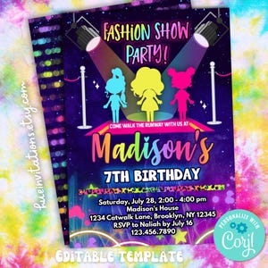 Fashion Show Birthday Invitation Editable Template | Dress-up Party ...