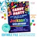 Candy Theme Birthday Invitation for Boys and Girls Editable Template ...