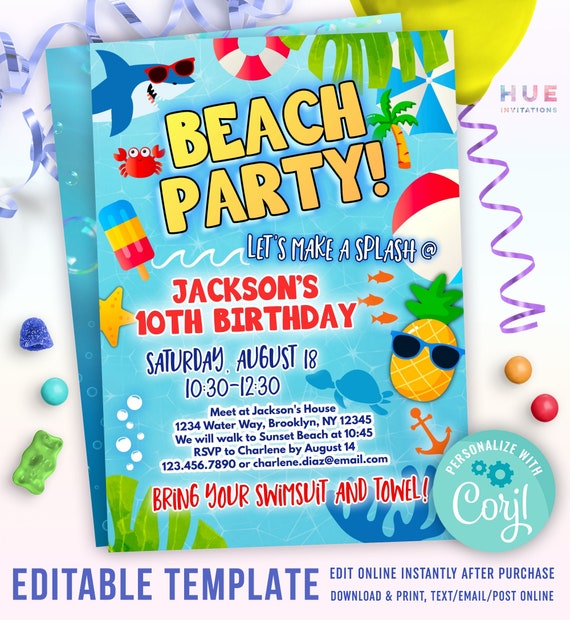 Invitaciones Con Tema De Playa Para Imprimir Invitaciones De Primera