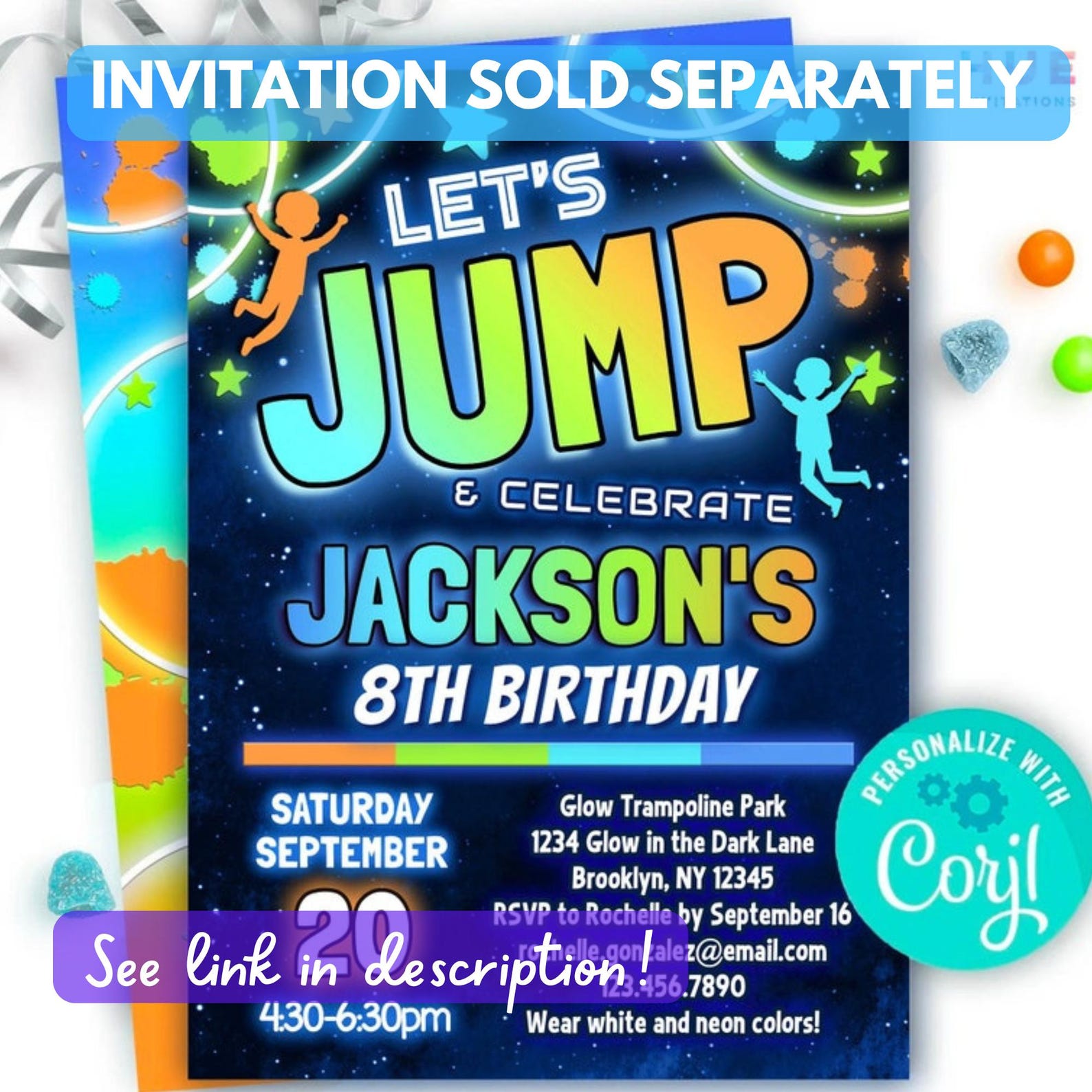 Boys Jump Birthday Party Cupcake Toppers Editable Template | Printable ...