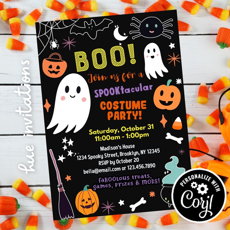 Cute Halloween Costume Party Invitation | Kids Halloween Party ...