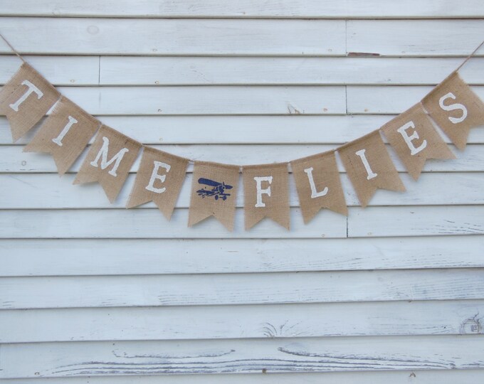 Time Flies 1st Birthday Banner Vintage Airplane First | Etsy