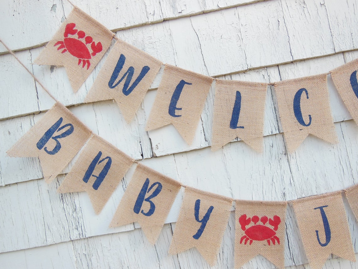 Crab Baby Shower Decorations, Crab Baby Shower Banner, Crab Decor ...