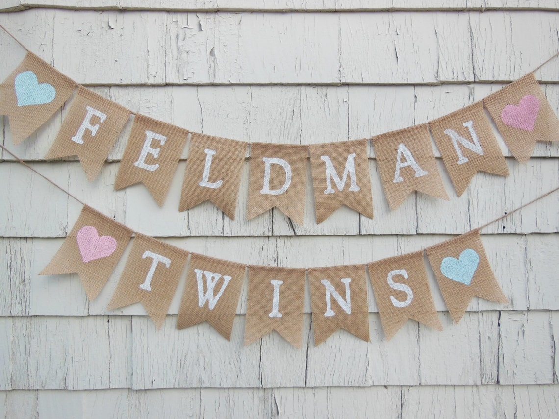 Twins Baby Shower Banner Twins Bunting Twice Blessed Banner - Etsy