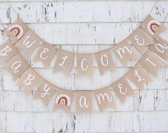 Boho Rainbow Baby Shower Decorations Custom Welcome Baby | Etsy