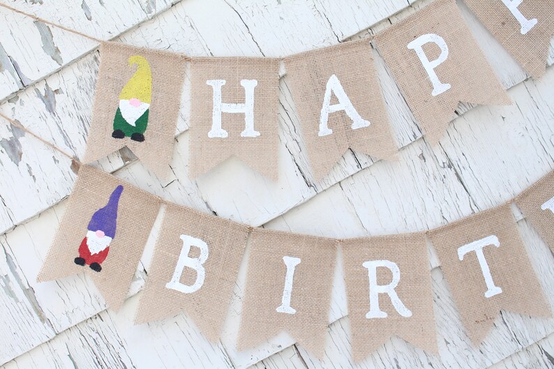 Gnome Birthday Decorations Gnome Banner Gnome Birthday - Etsy