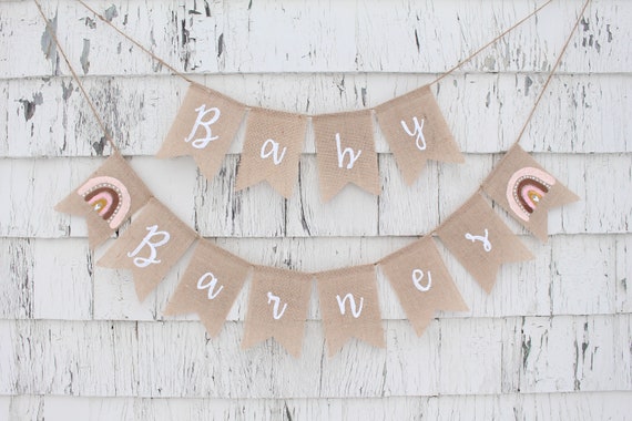 Boho Rainbow Baby Shower Banner Custom Baby Name Banner - Etsy