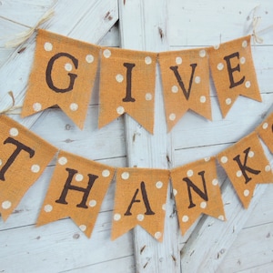 Thanksgiving Decor, Thanksgiving Banner, Give Thanks Burlap Banner ...