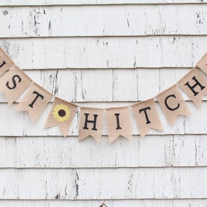 Just Hitched Banner, Just Hitched Burlap Garland, Just Married, Country ...