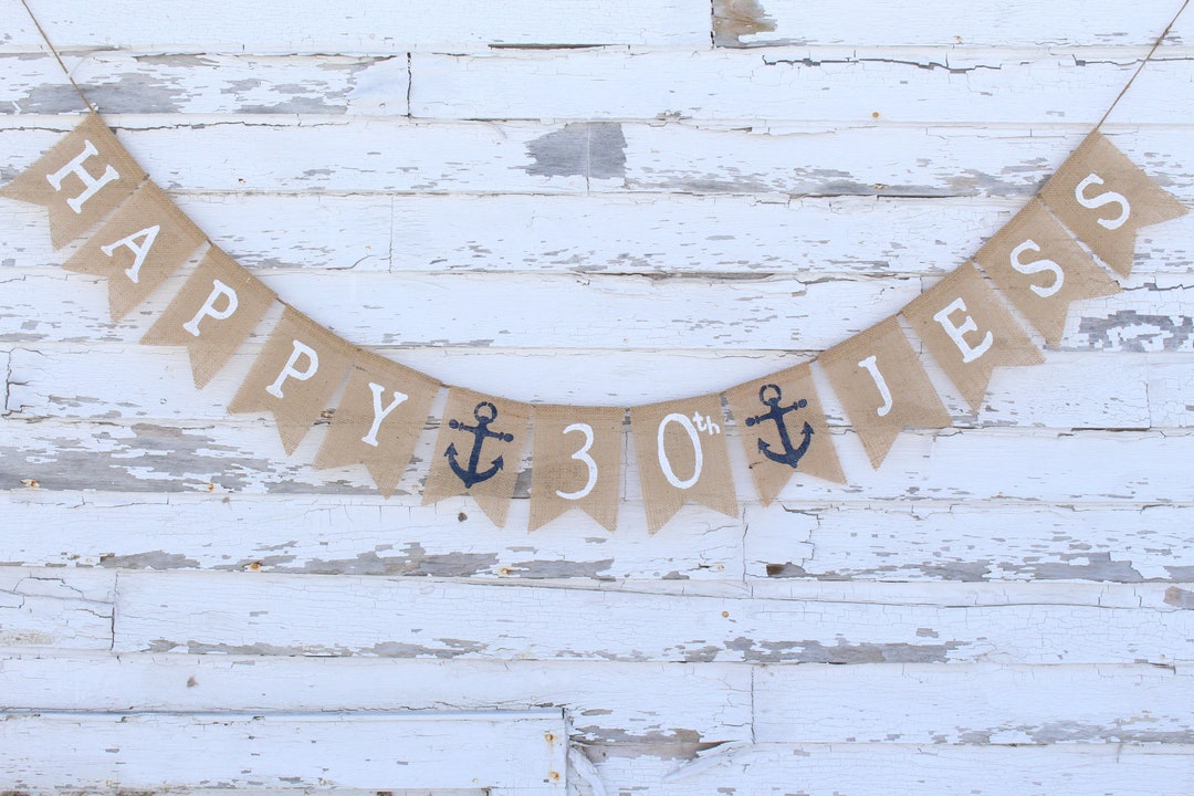 Custom Happy Birthday Banner, Nautical Happy Birthday Banner, 50th ...