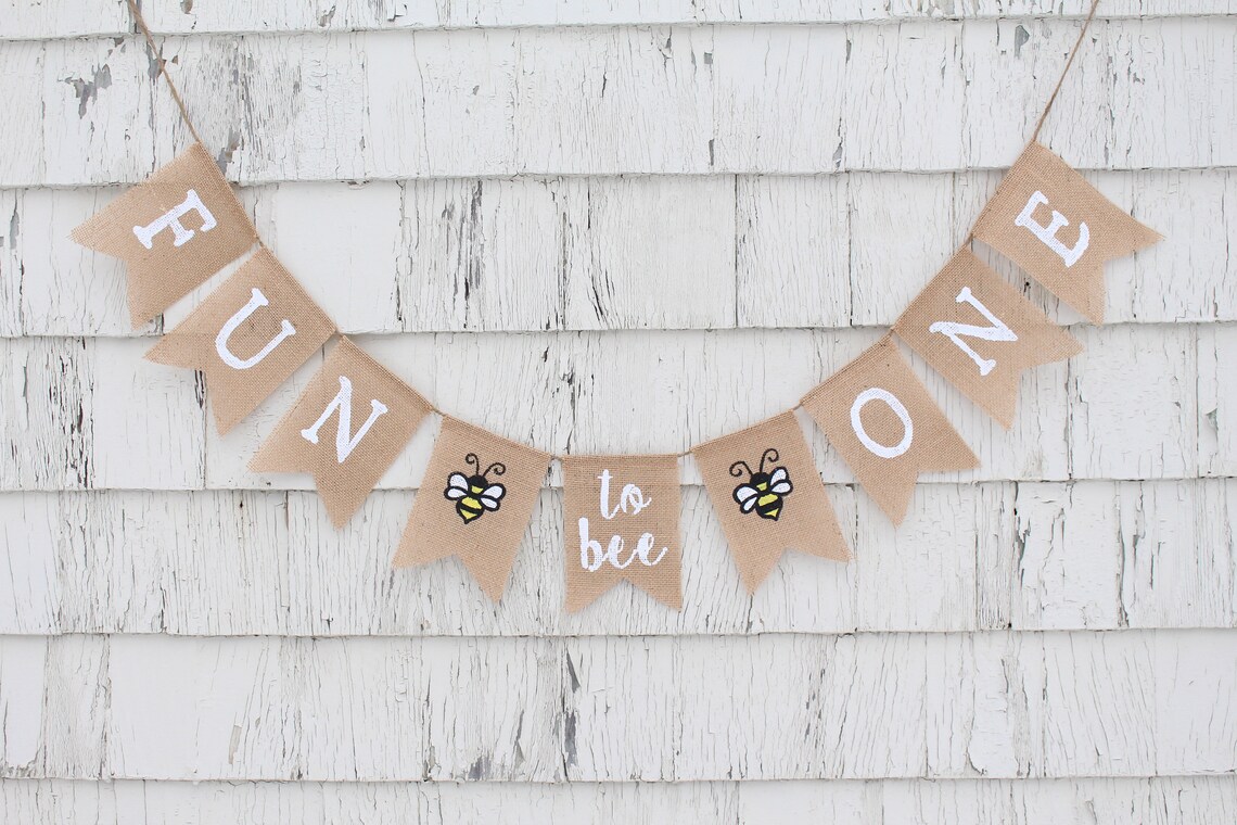 Fun to Bee One Banner Bumble Bee First Birthday Happy Bee | Etsy