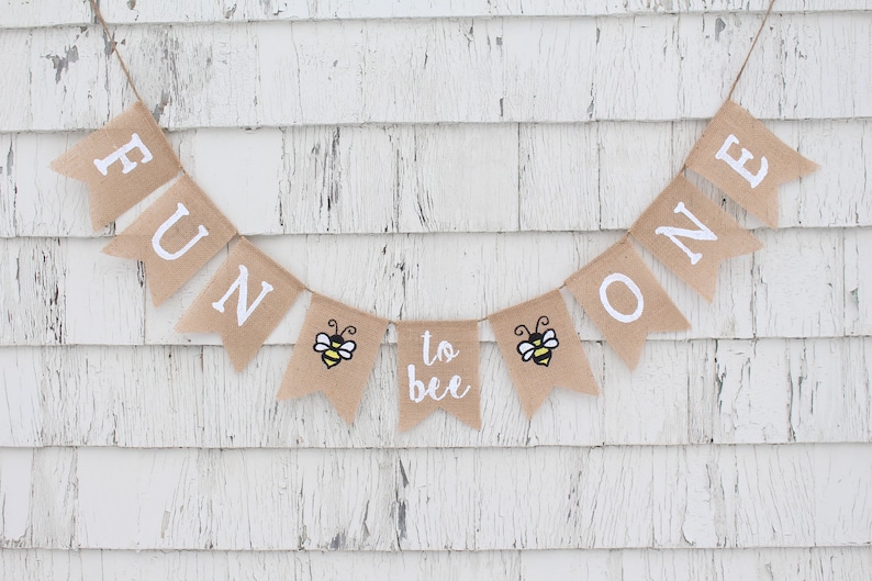 Fun to Bee One Banner, Bumble Bee First Birthday, Happy Bee Day ...